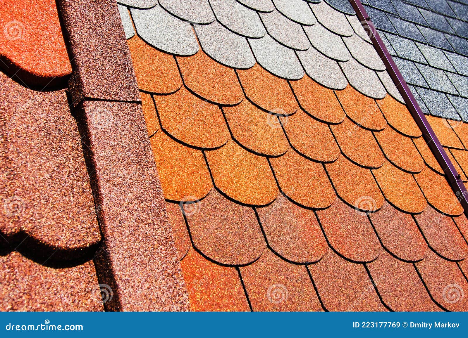 Samples of the Roof of the Roof. Bituminous Tile of Different Types ...
