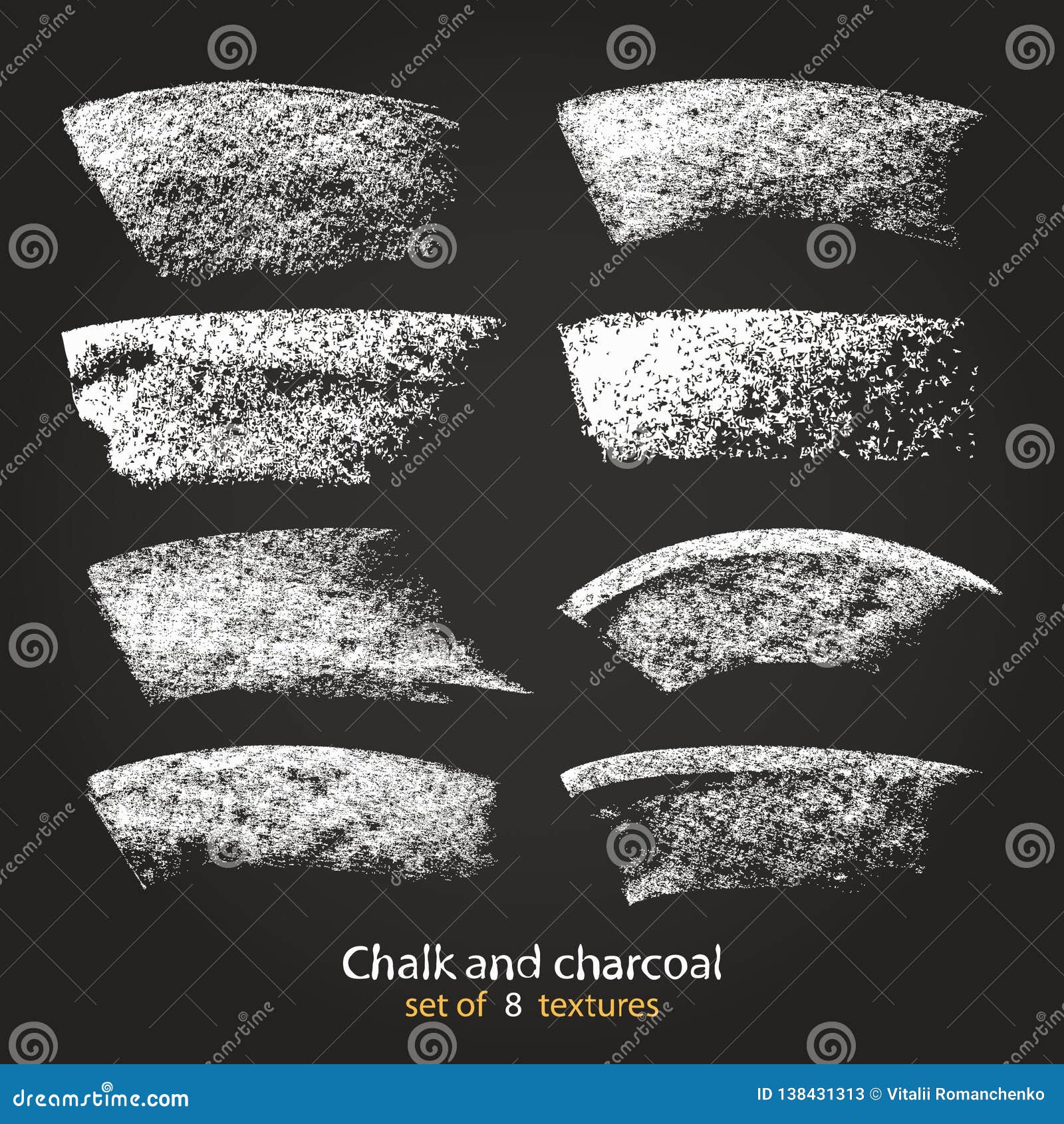 Textures of Chalk and Coal. Vector Brush Strokes. Vintage Vector Brush ...