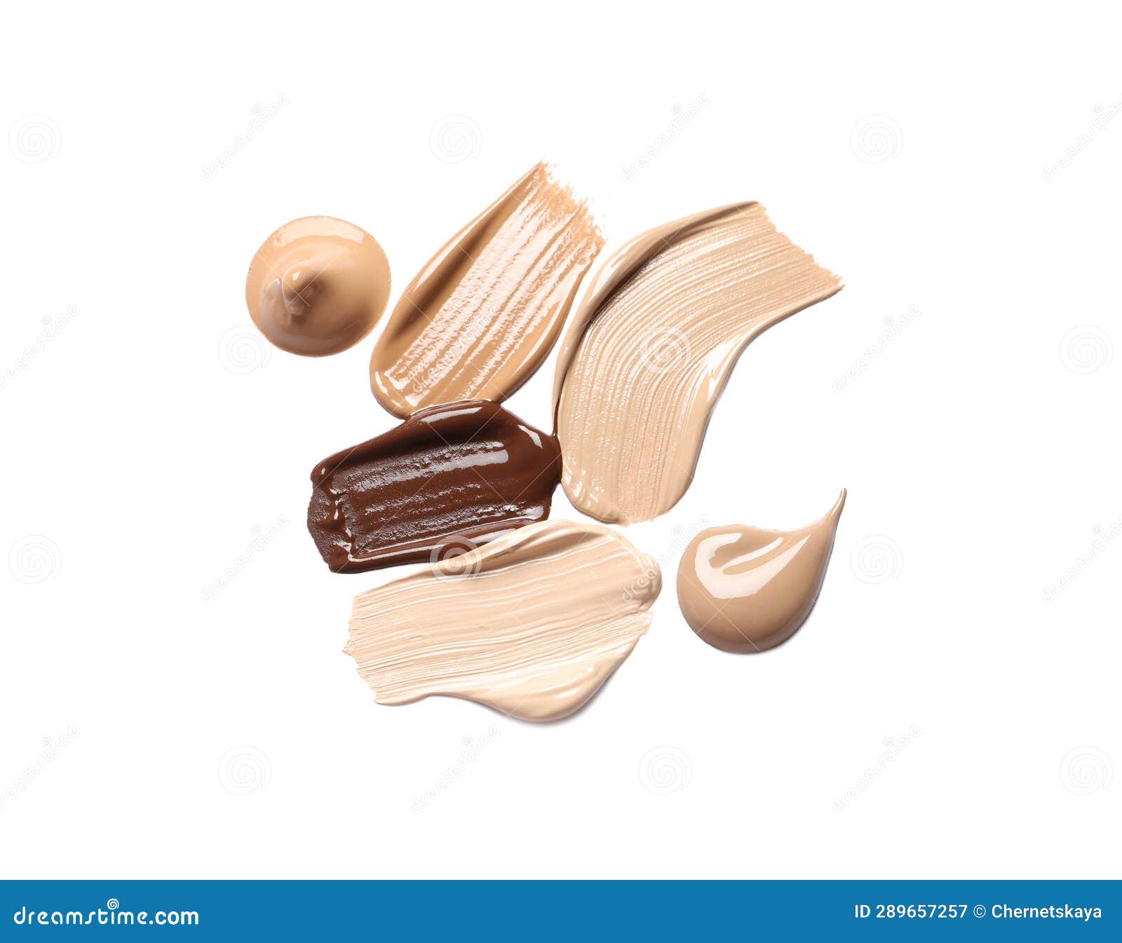 Samples of Skin Foundation on White Background, Top View Stock Image ...