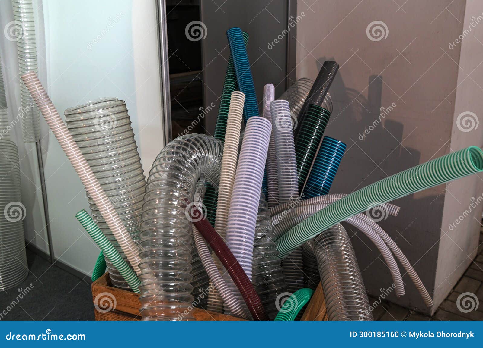 Samples of Spiral Hoses in the Store Stock Photo - Image of material ...