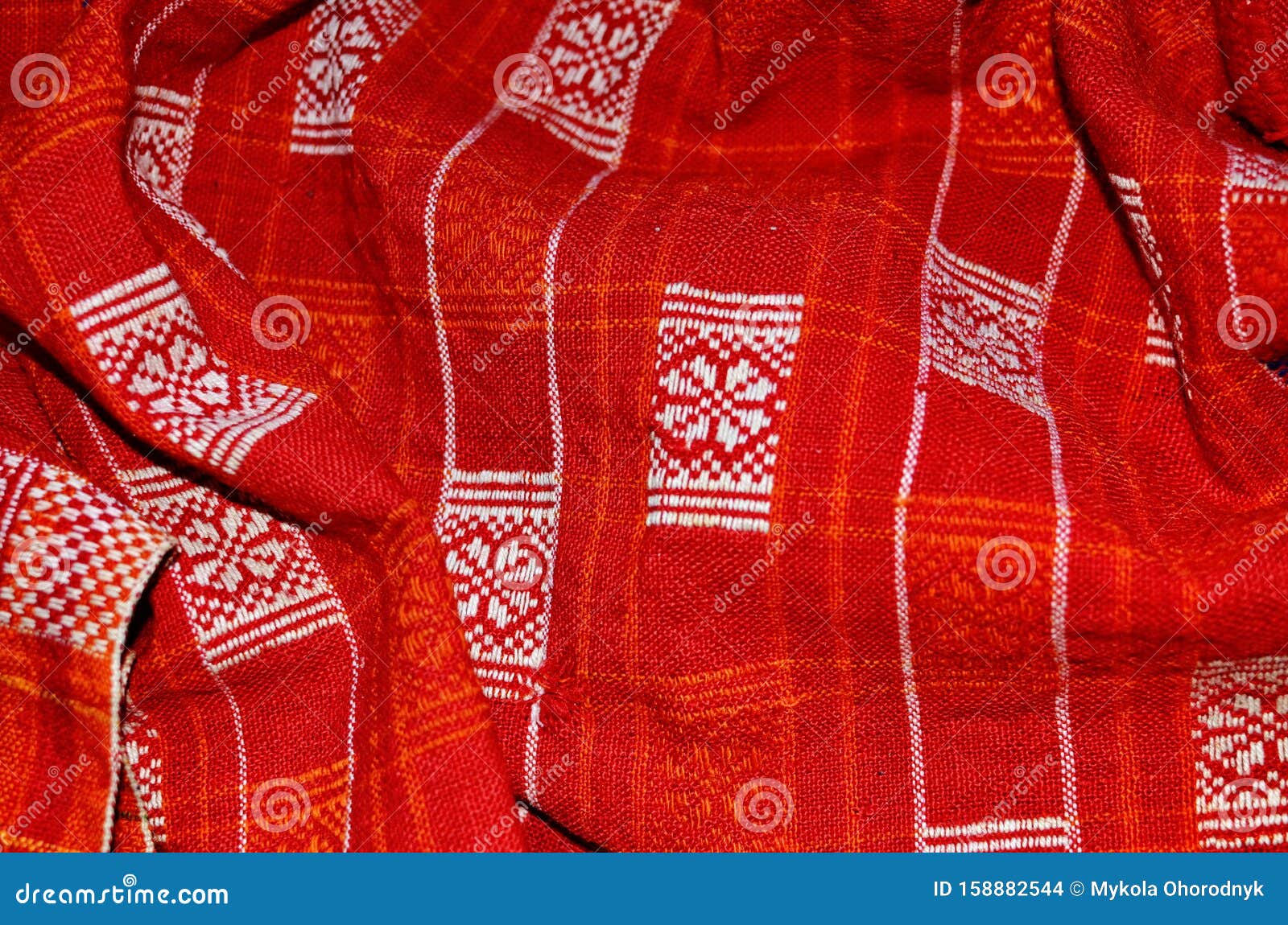 Red fabric with a pattern stock photo. Image of christmas - 158882544