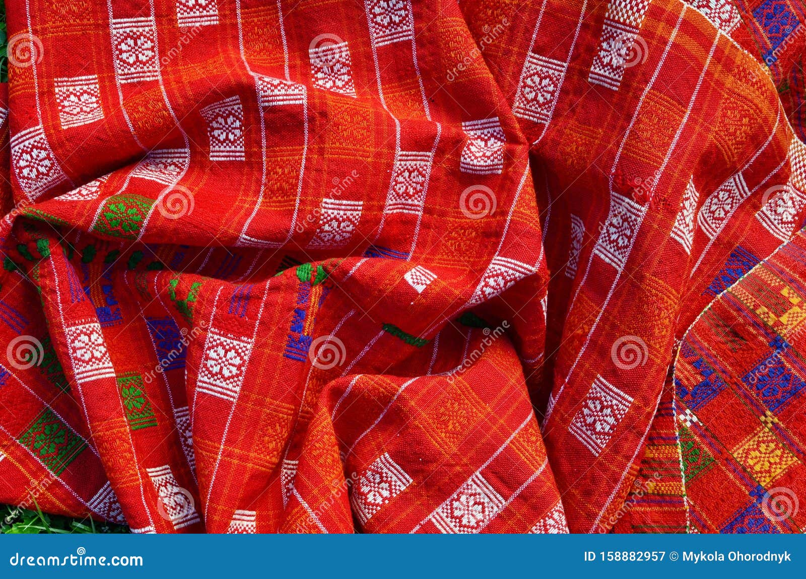 Red fabric with a pattern stock image. Image of closeup - 158882957