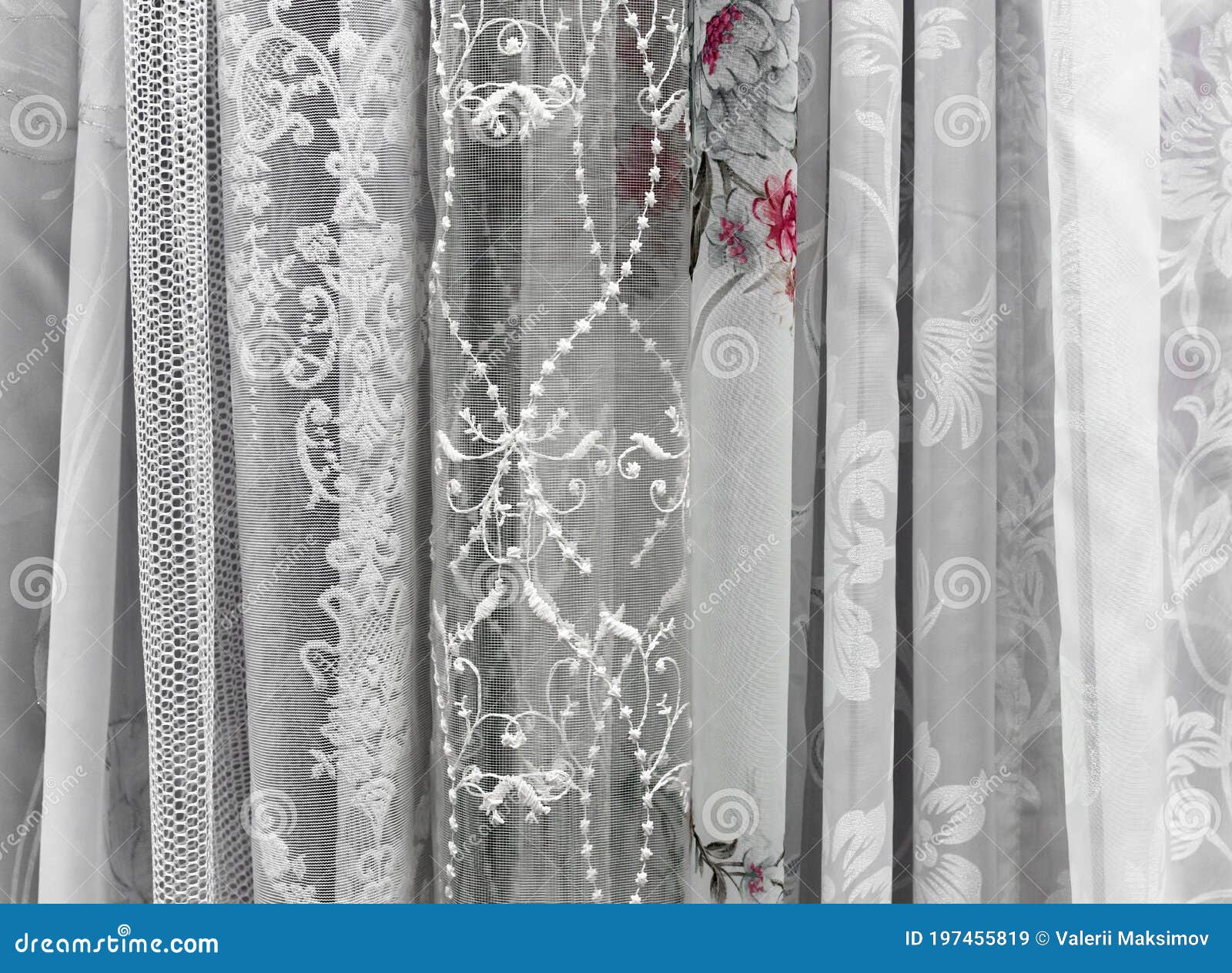 Samples of Tulle Fabrics. Background and Texture of Tulle for Windows ...