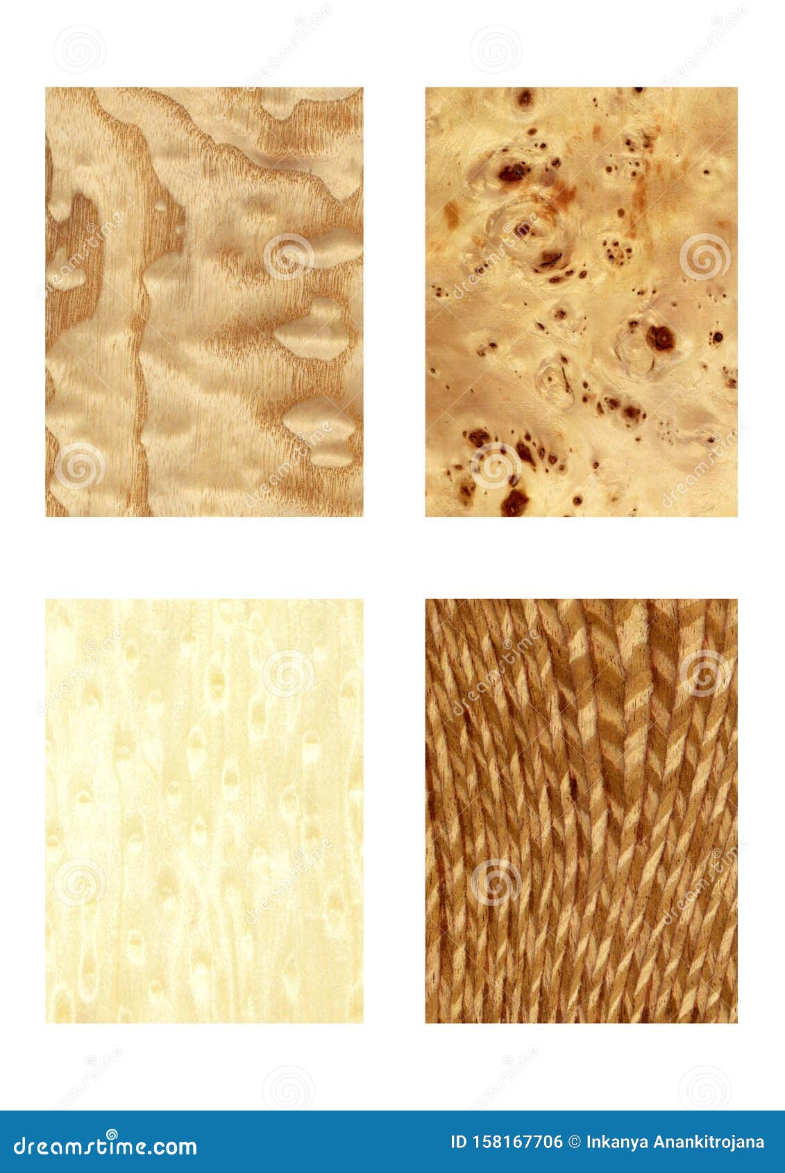 Samples of Veneer Wood Isolated on White Background. Stock Photo ...