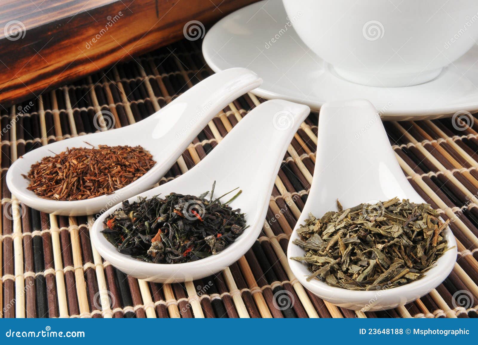 Samples of whole leaf teas stock photo. Image of rooibos - 23648188