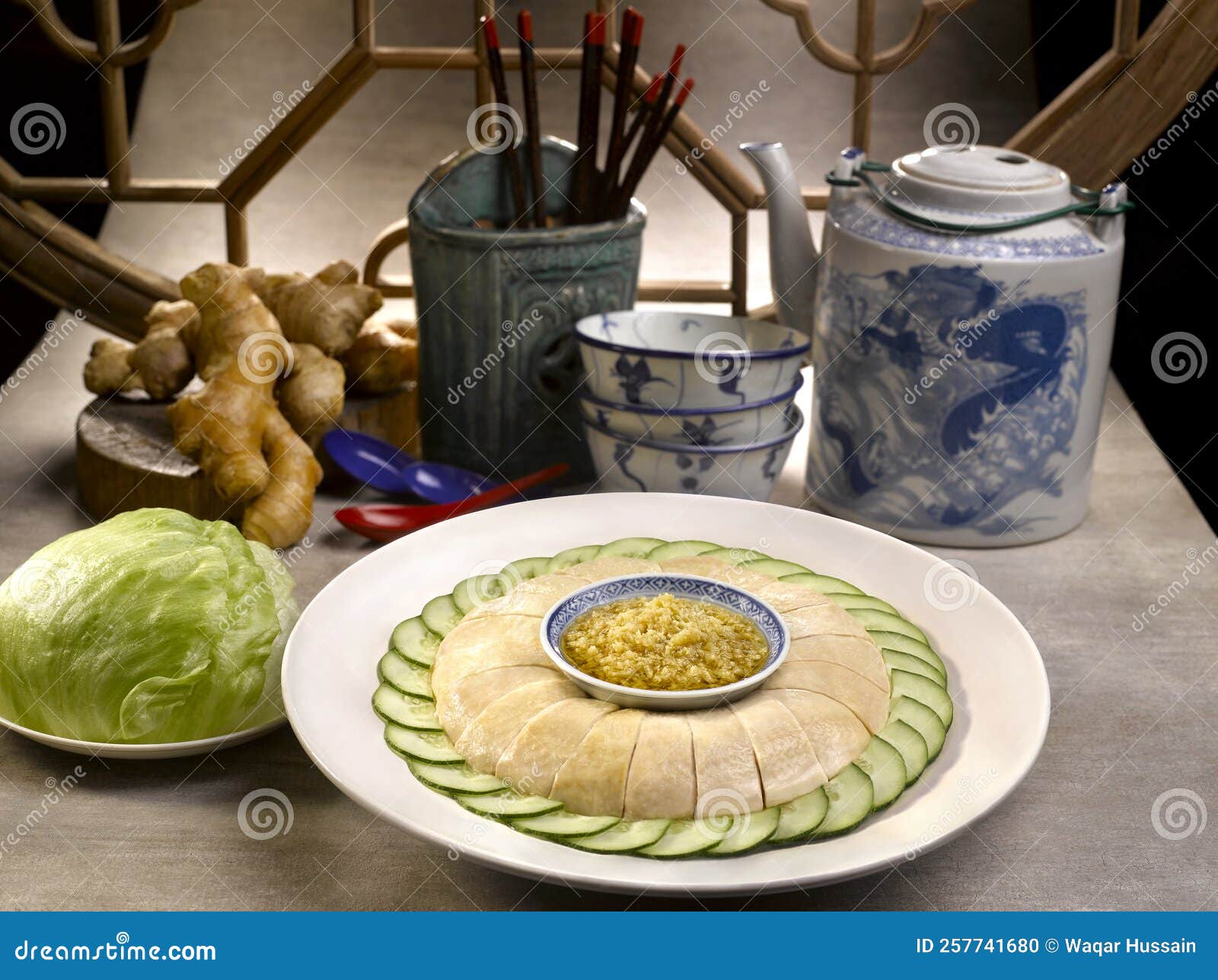 Samsui Ginger Chicken Final with Cucumber Served in a Dish Isolated on ...