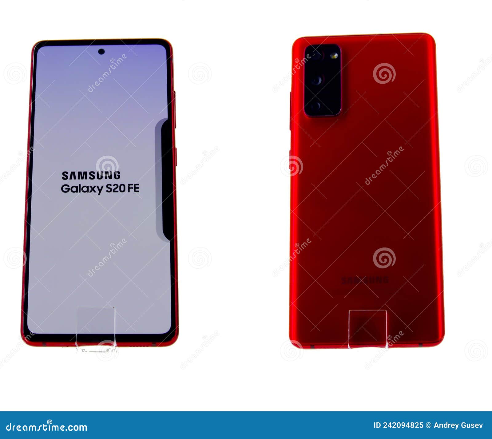 Samsung Galaxy S20FE Red Front and Rear View Editorial Image ...