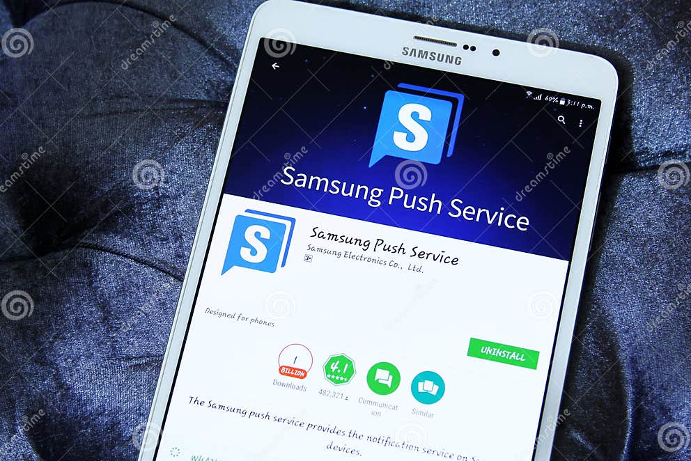 Samsung push service app editorial photo. Image of brands - 88906471