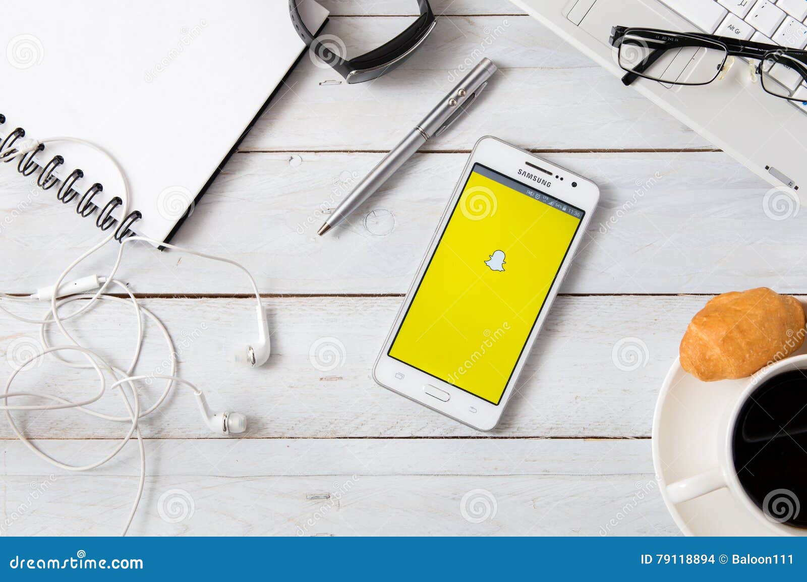 Samsung A5 with Snapchat Application Laying on Desk. Editorial Stock ...