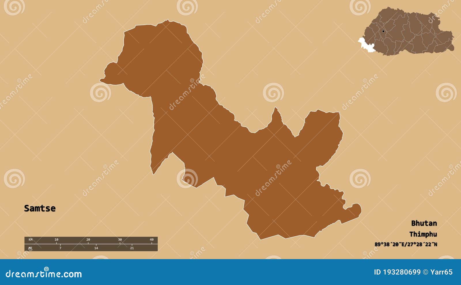 Samtse, District of Bhutan, Zoomed. Pattern Stock Illustration ...