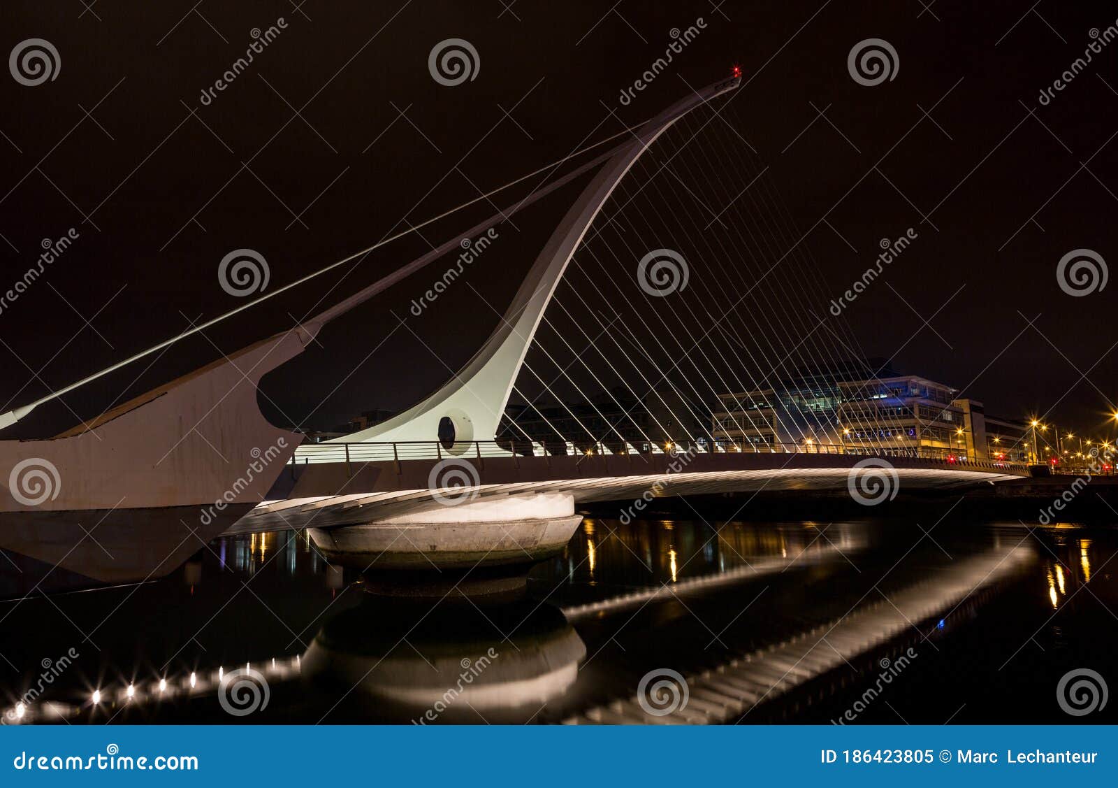 Samuel Beckett Bridge Harp Bridge Ireland Dublin Night at Editorial ...