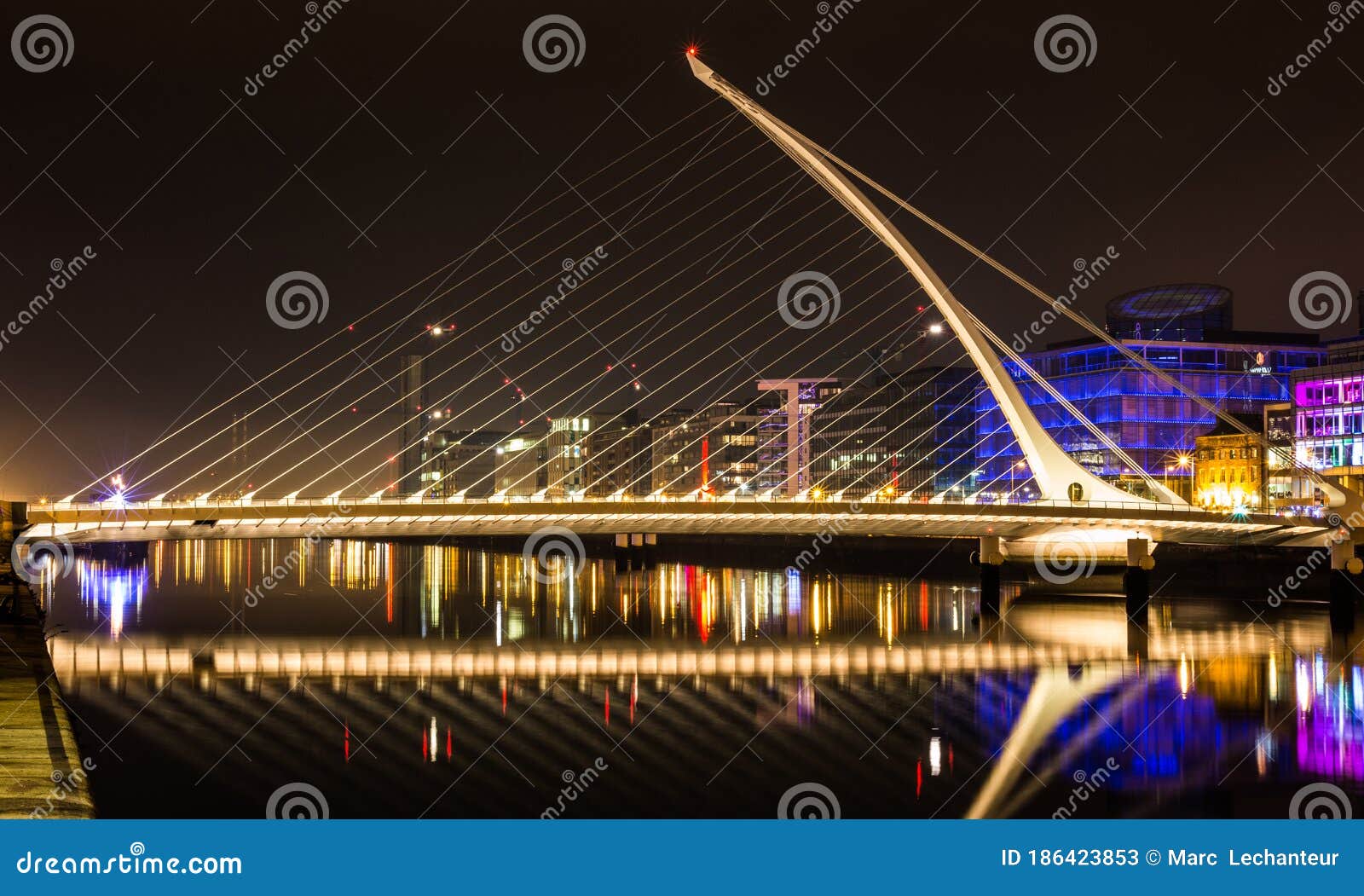 Samuel Beckett Bridge Harp Bridge Ireland Dublin Night at Editorial ...
