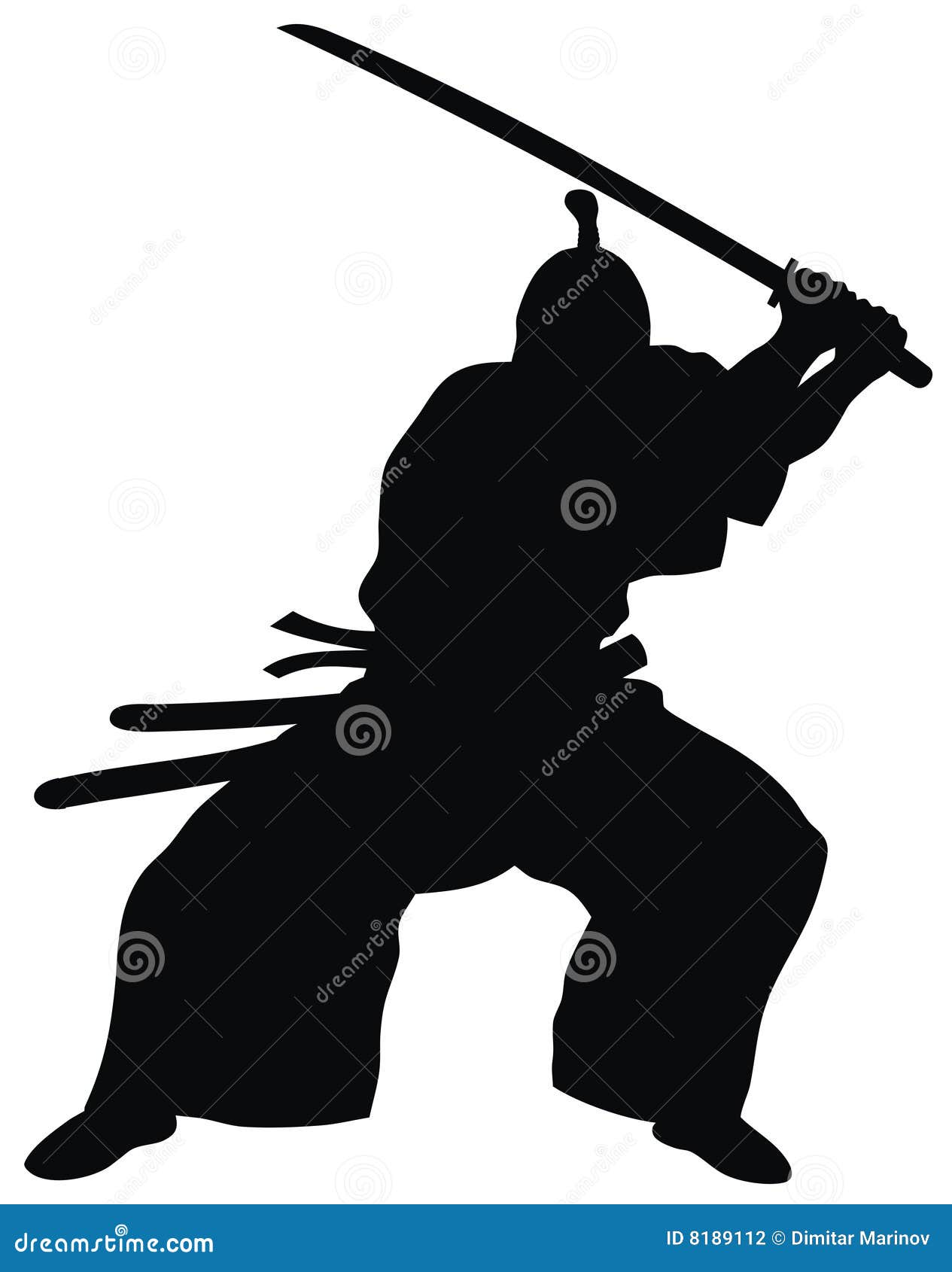 Samurai stock vector. Illustration of outline, katana - 8189112