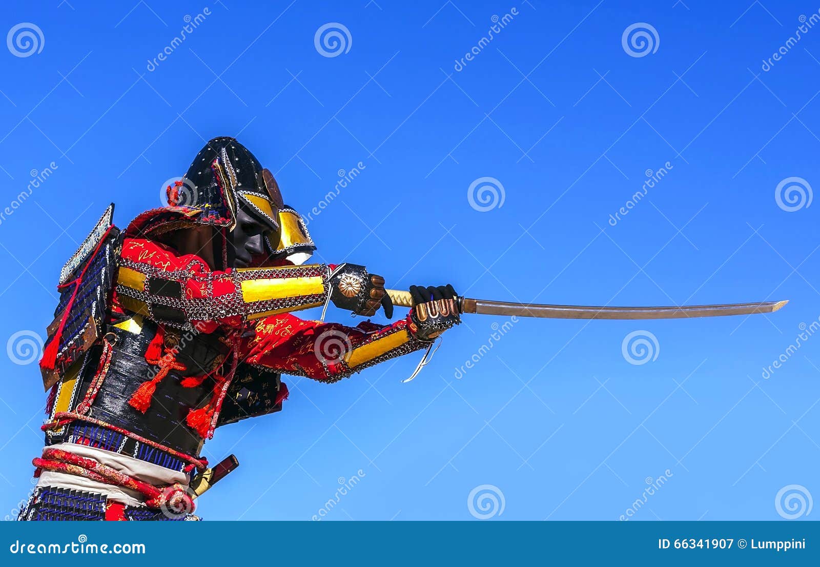 Samurai in Ancient Armor, Sword Attacks. Warrior Stock Image - Image of ...