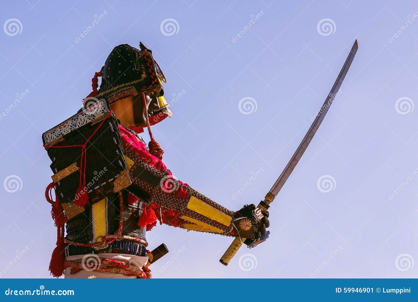Samurai in Ancient Armor with a Sword Stock Image - Image of japan ...