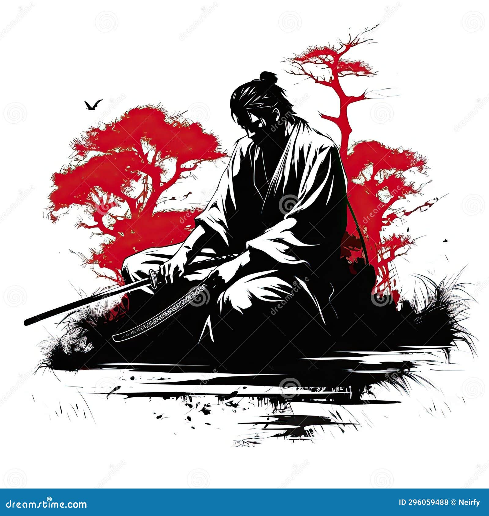 Samurai anime style stock illustration. Illustration of painting ...