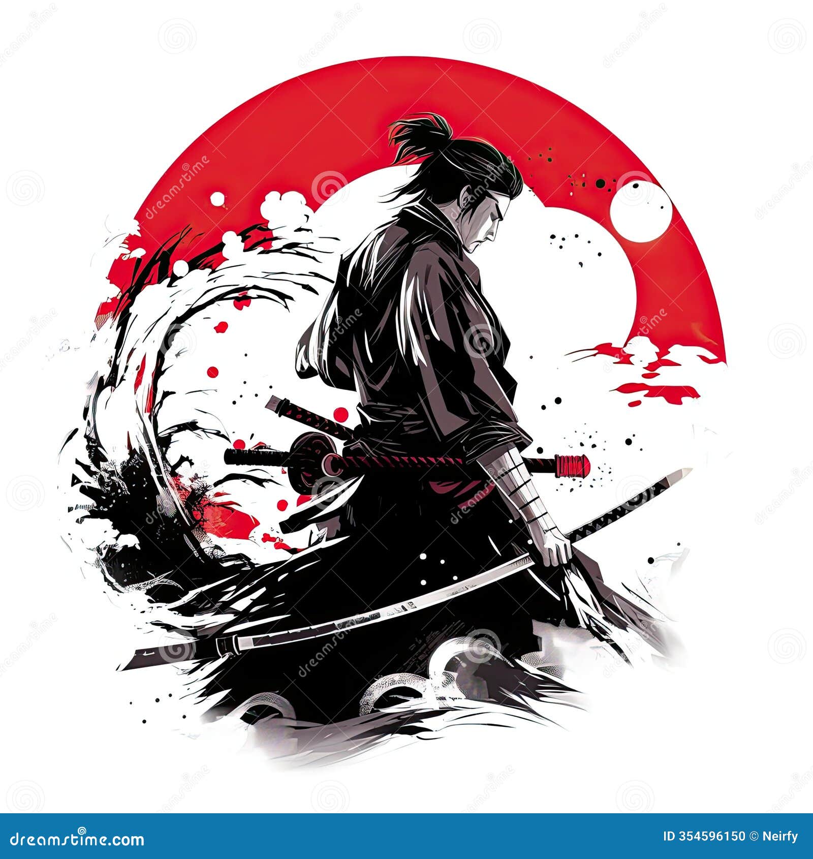 Samurai Art Anime Drawing Stock Image | CartoonDealer.com #242442607