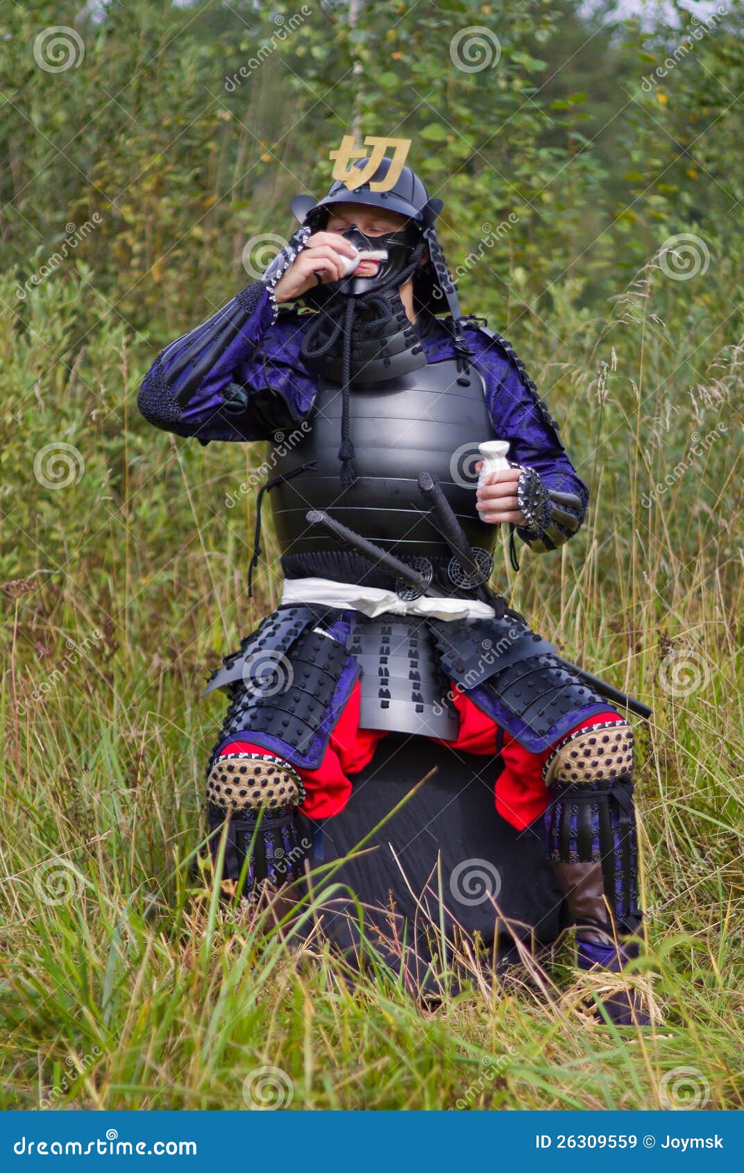 Samurai in Armor Drinking Sake from Cup Stock Image - Image of warrior ...