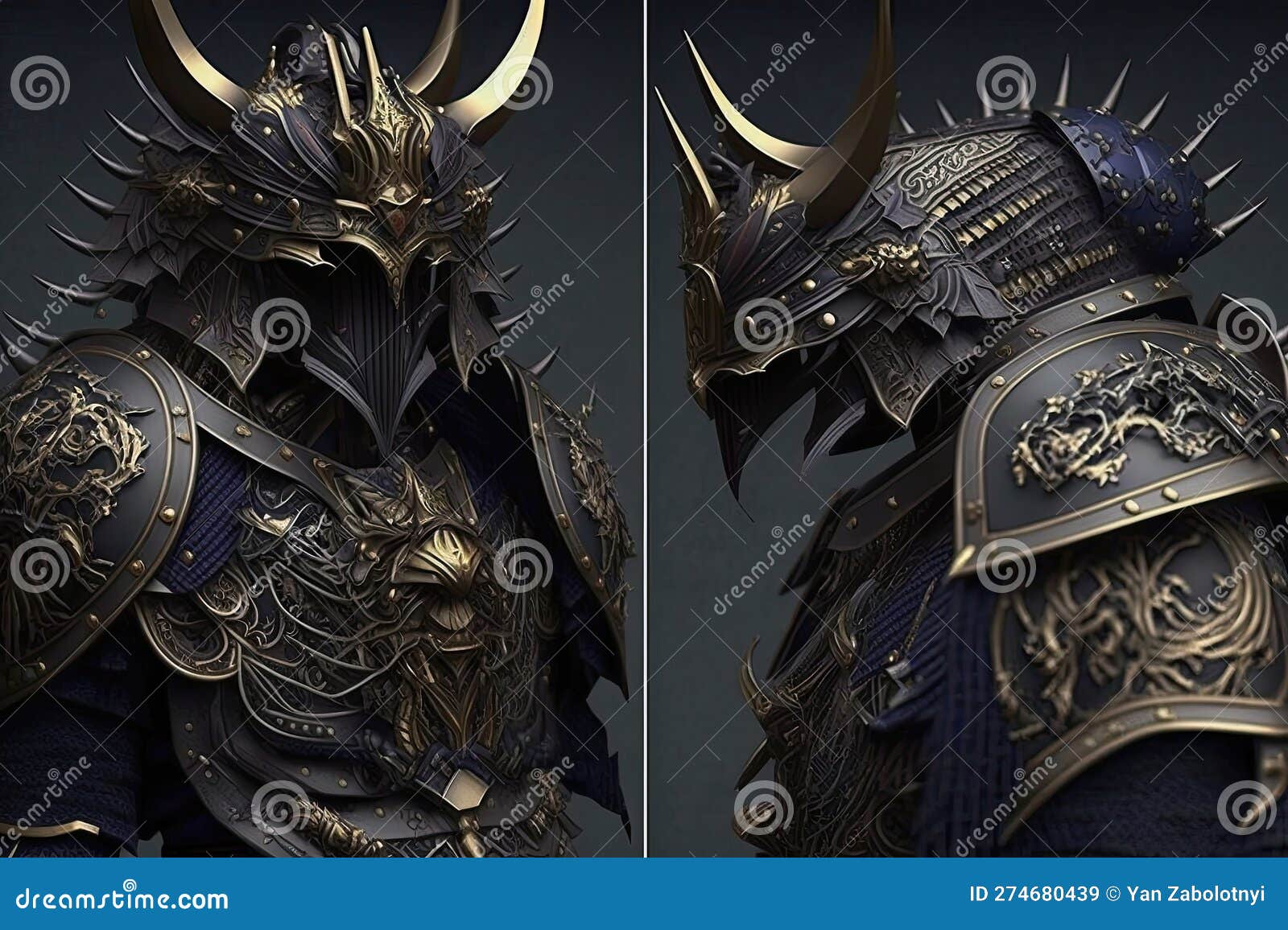 Samurai Armor with Intricate Details. Generative AI Stock Illustration ...