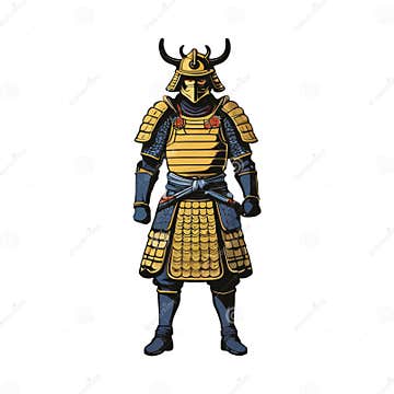 Samurai with Armor, Vector Illustration Stock Illustration ...