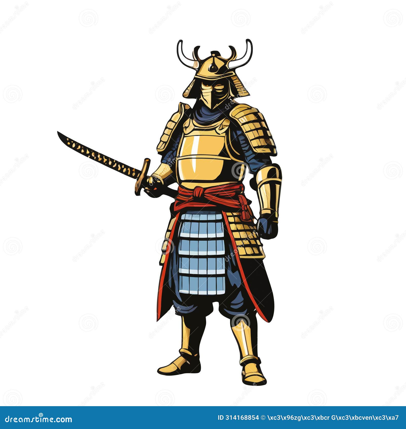 Samurai with Armor, Vector Illustration Stock Illustration ...