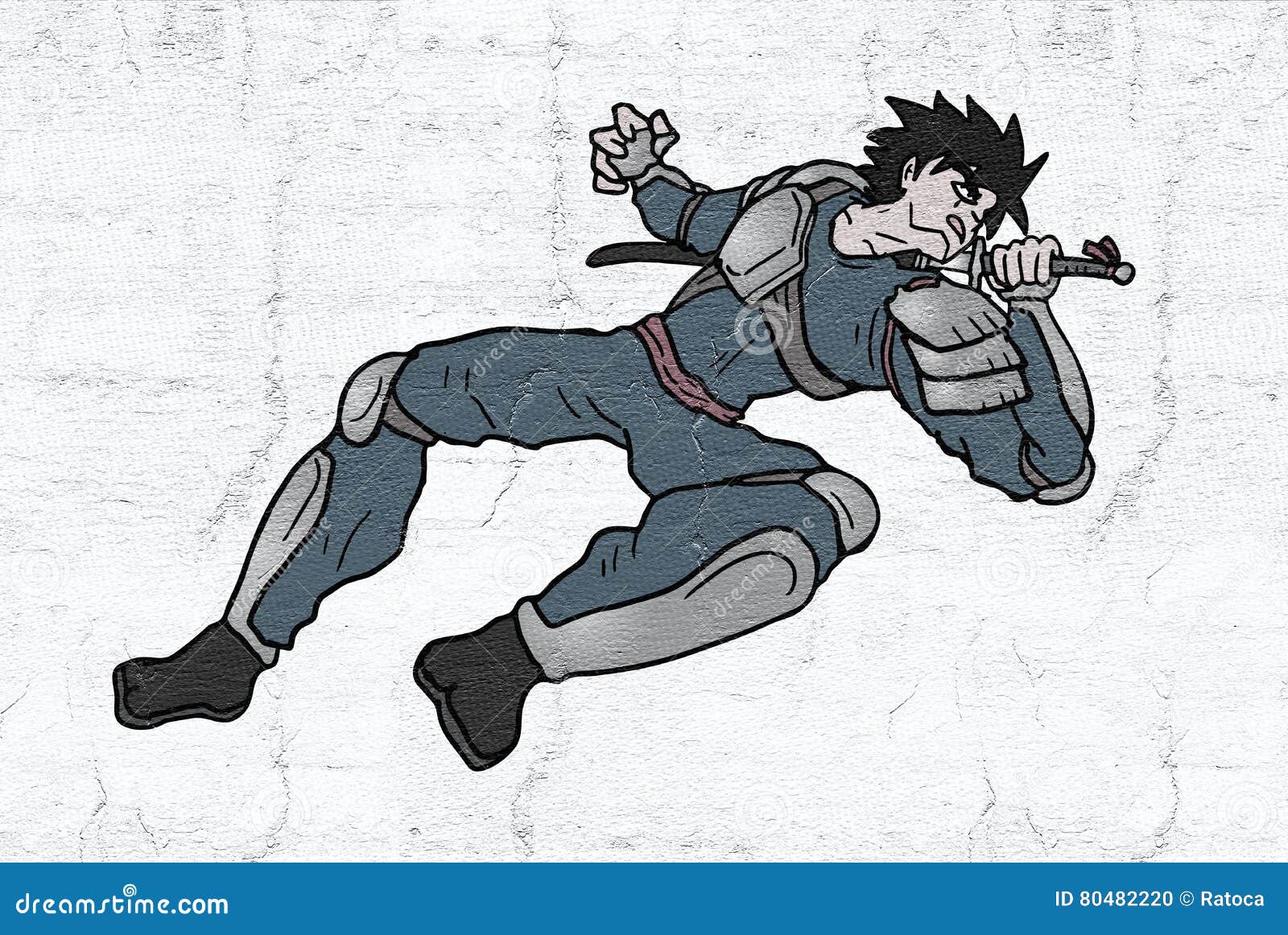 Samurai attack draw stock illustration. Illustration of jump - 80482220