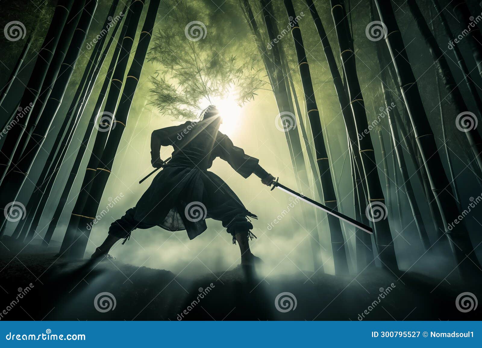 Samurai among Bamboo Trees. Generative AI Stock Illustration ...