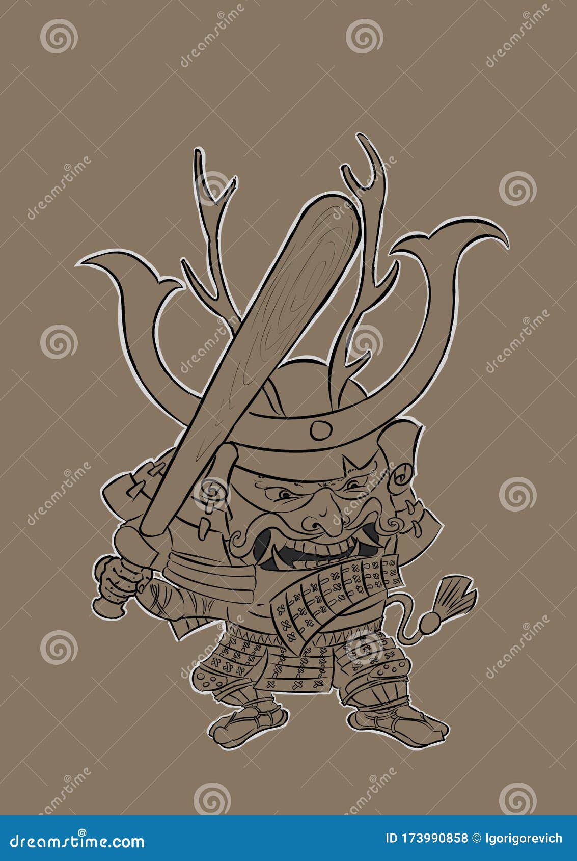 Samurai with baseball bat stock illustration. Illustration of olympics ...