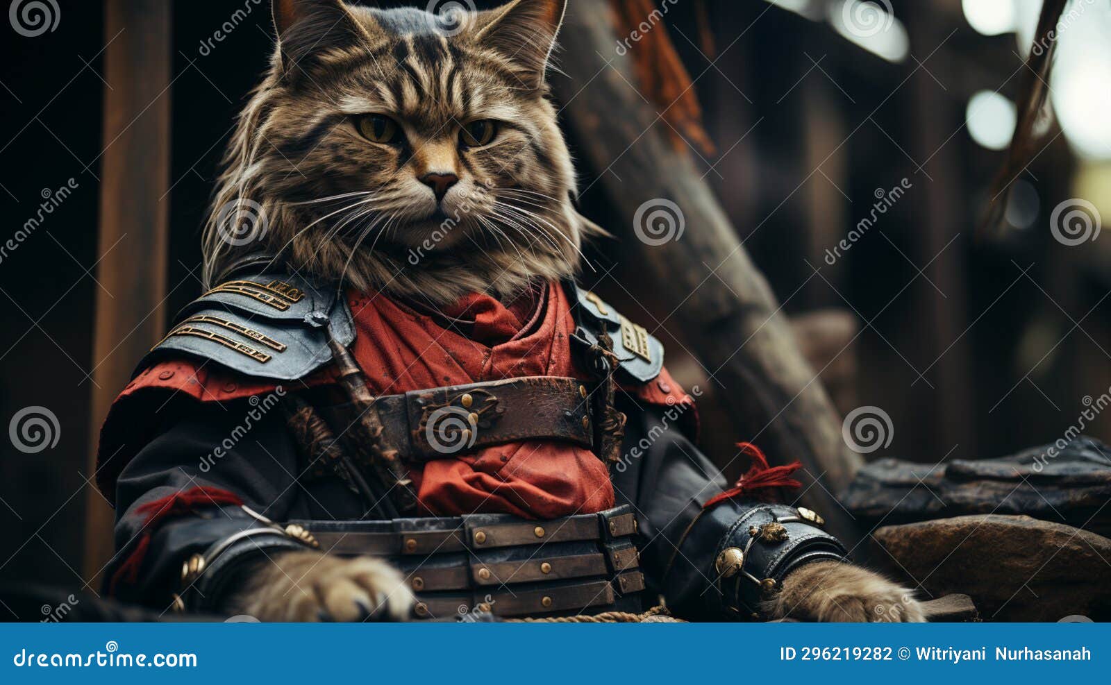 Samurai Cat Traditional Japanese. Cat Wearing Samurai Uniforms ...