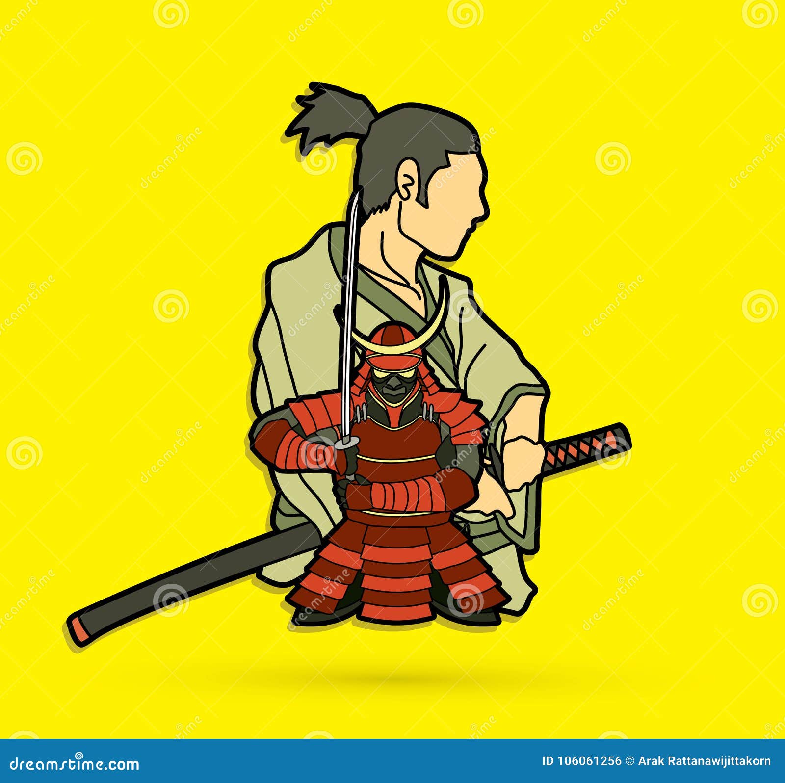 2 Samurai Composition Cartoon Graphic Vector. Stock Vector ...