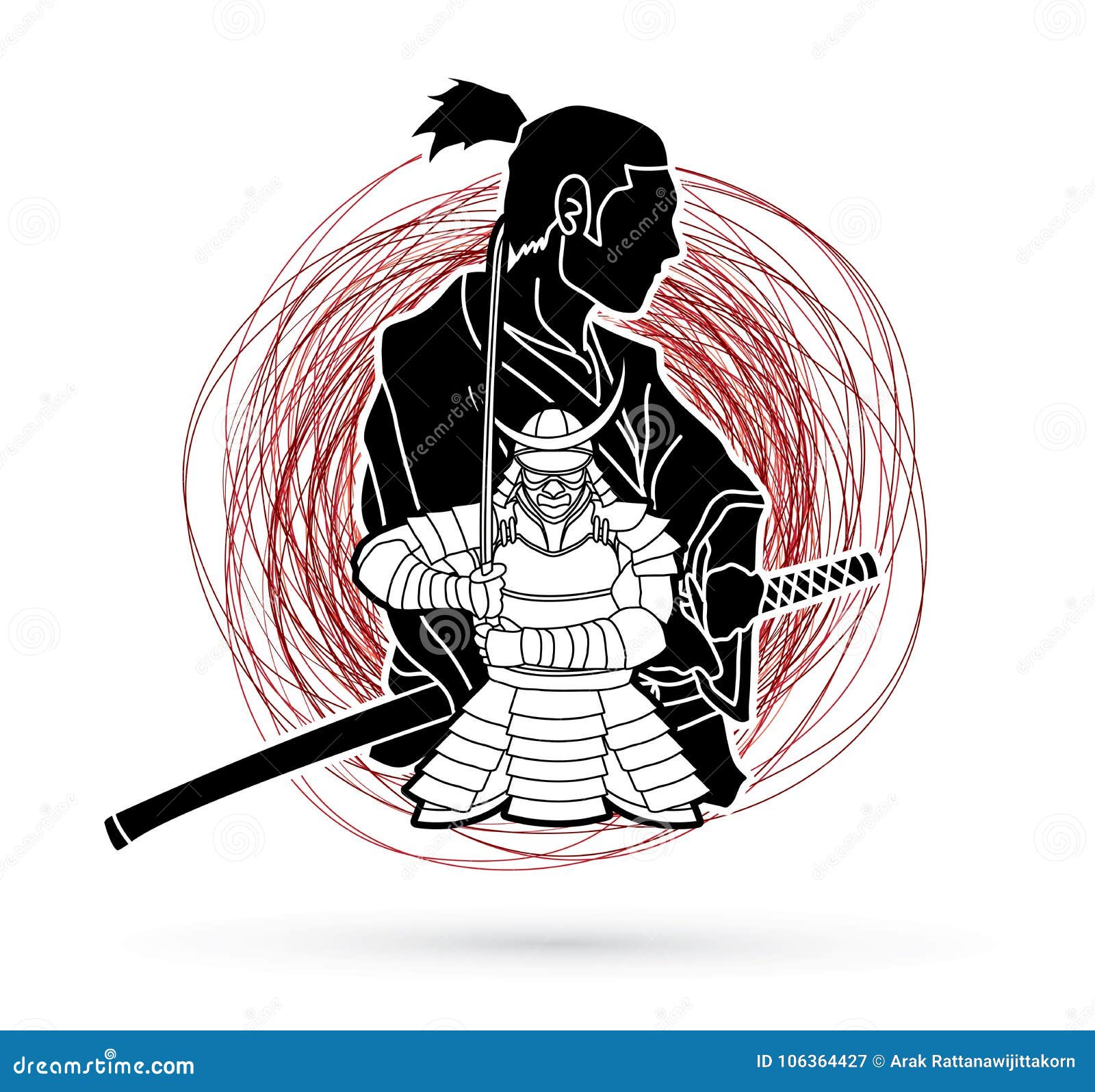 2 Samurai Composition Cartoon Graphic Vector Stock Vector ...