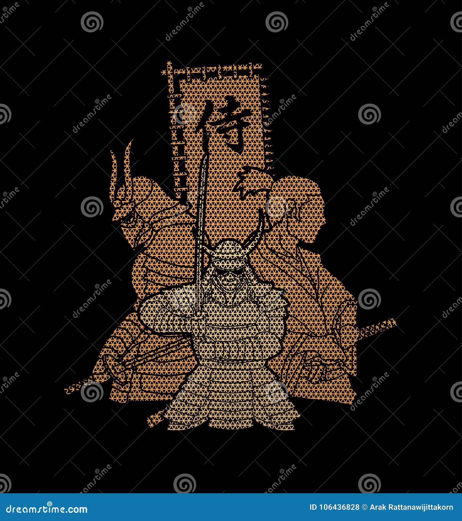 3 Samurai Composition with Flag Japanese Font Mean Samurai Graphic ...