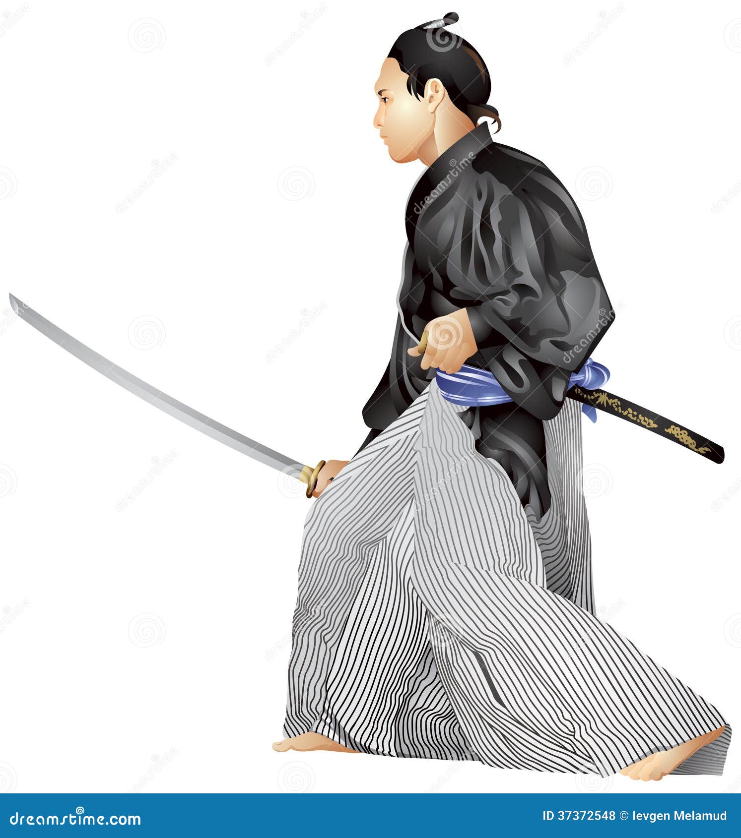 Samurai con la spada illustrazione vettoriale. Illustrazione di ...