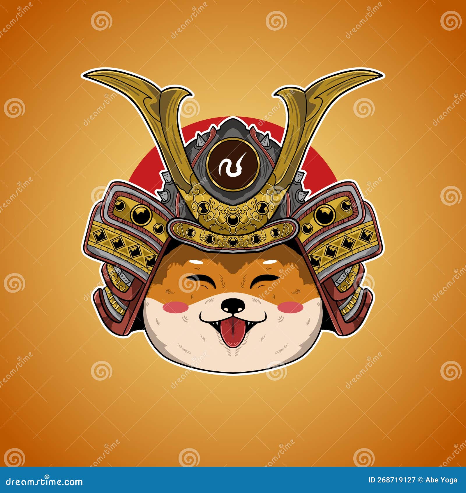 Samurai Shiba Inu Head Cartoon | CartoonDealer.com #252559547