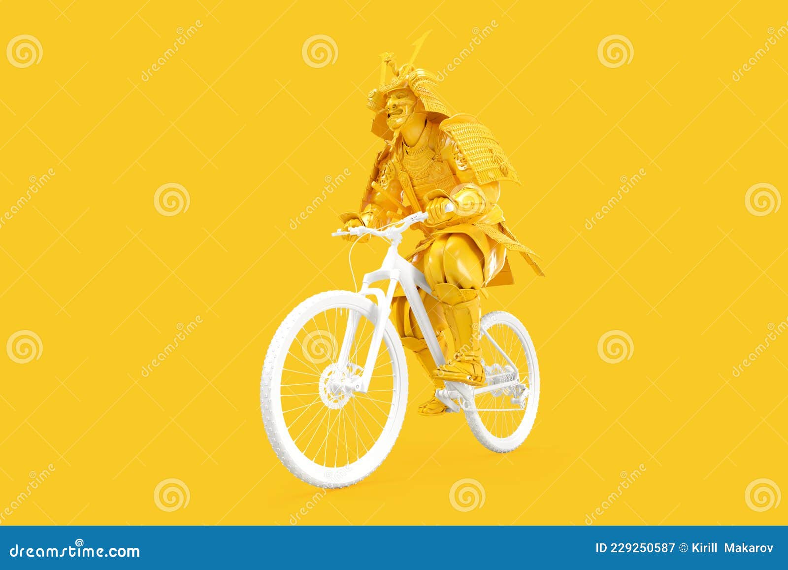 Samurai Cycling on Bike. 3D Illustration Stock Illustration ...