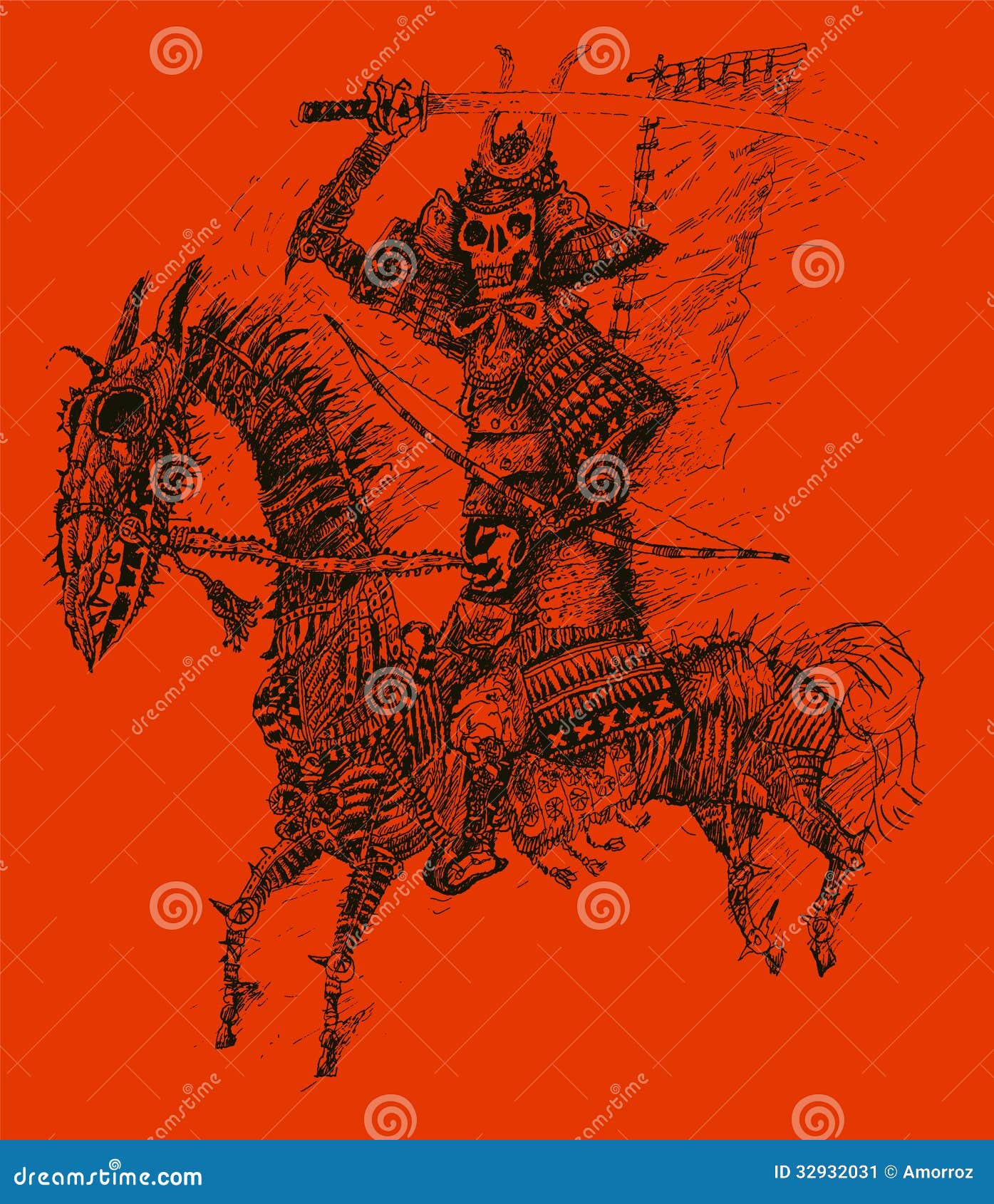Samurai death (vector) stock vector. Illustration of engraving - 32932031