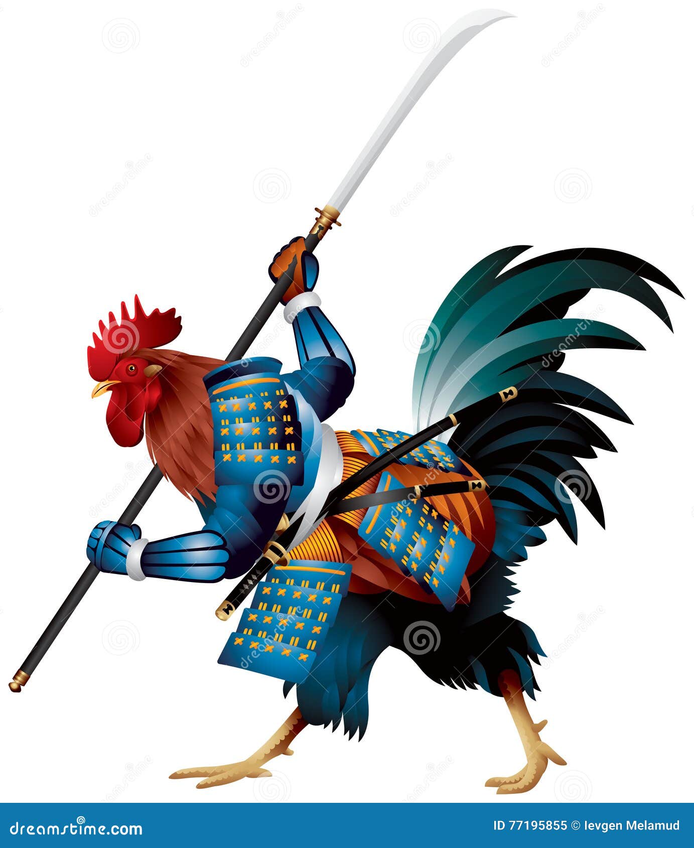Samurai del gallo illustrazione vettoriale. Illustrazione di simbolo ...