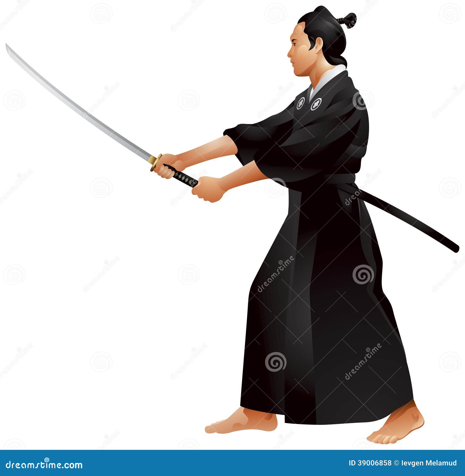 Samurai Del Giapponese Di Kenjutsu Chudan Illustrazione Vettoriale ...