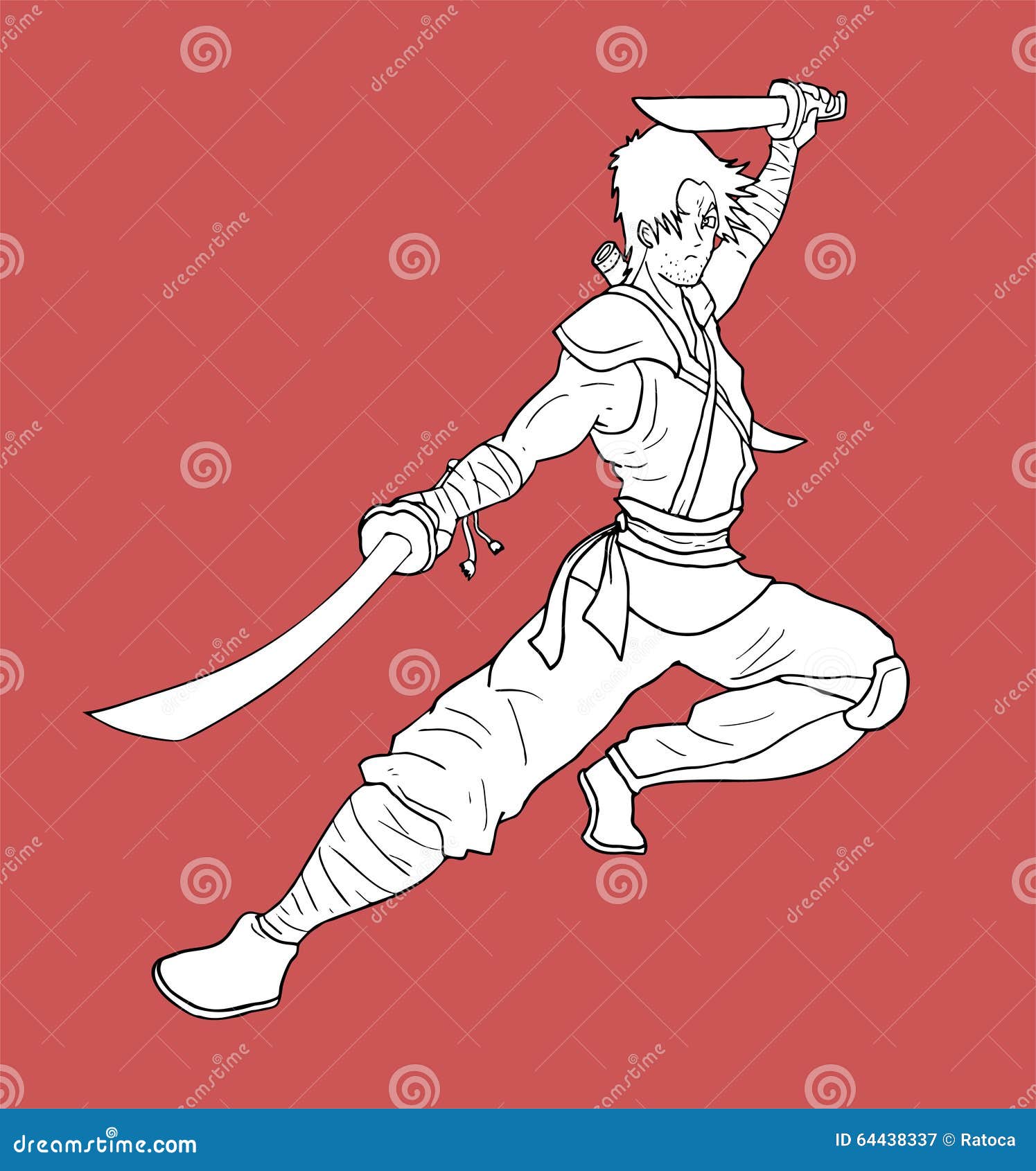 Samurai draw stock vector. Illustration of drawing, ancient - 64438337