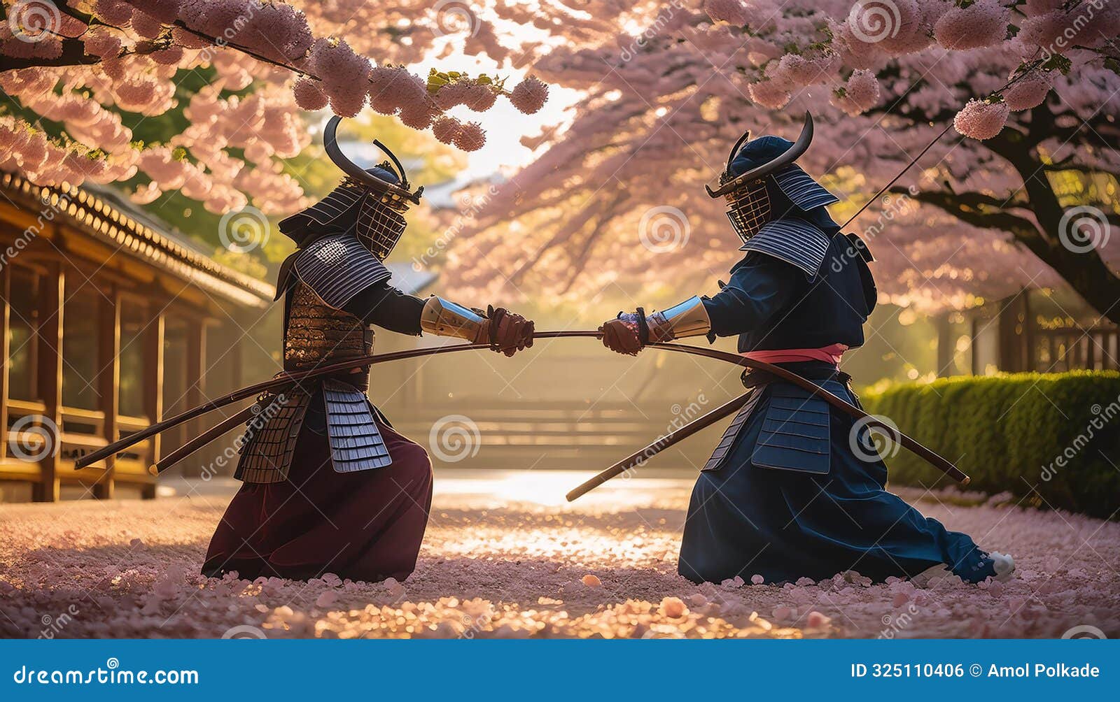 Samurai Duel - an Intense Duel between Two Samurai Warriors in a Cherry ...