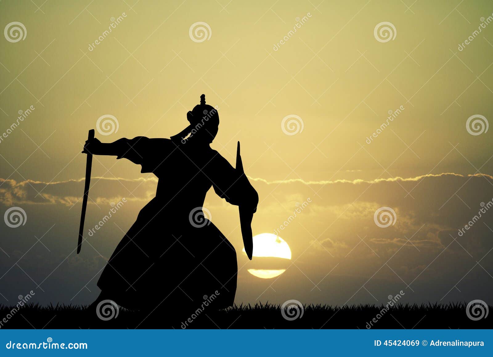 Samurai En La Puesta Del Sol Stock de ilustración - Ilustración de ...
