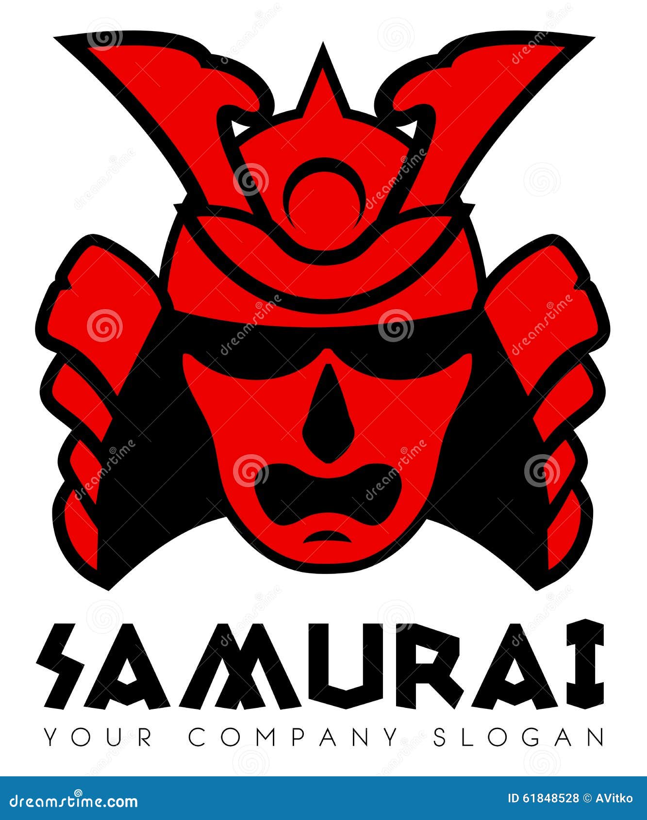 Samurai face mask logo stock vector. Illustration of honor - 61848528