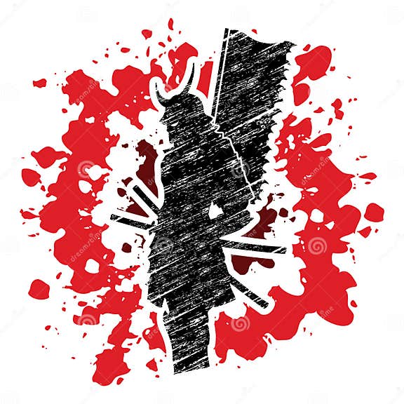 Samurai with flag graphic stock vector. Illustration of design - 82051893
