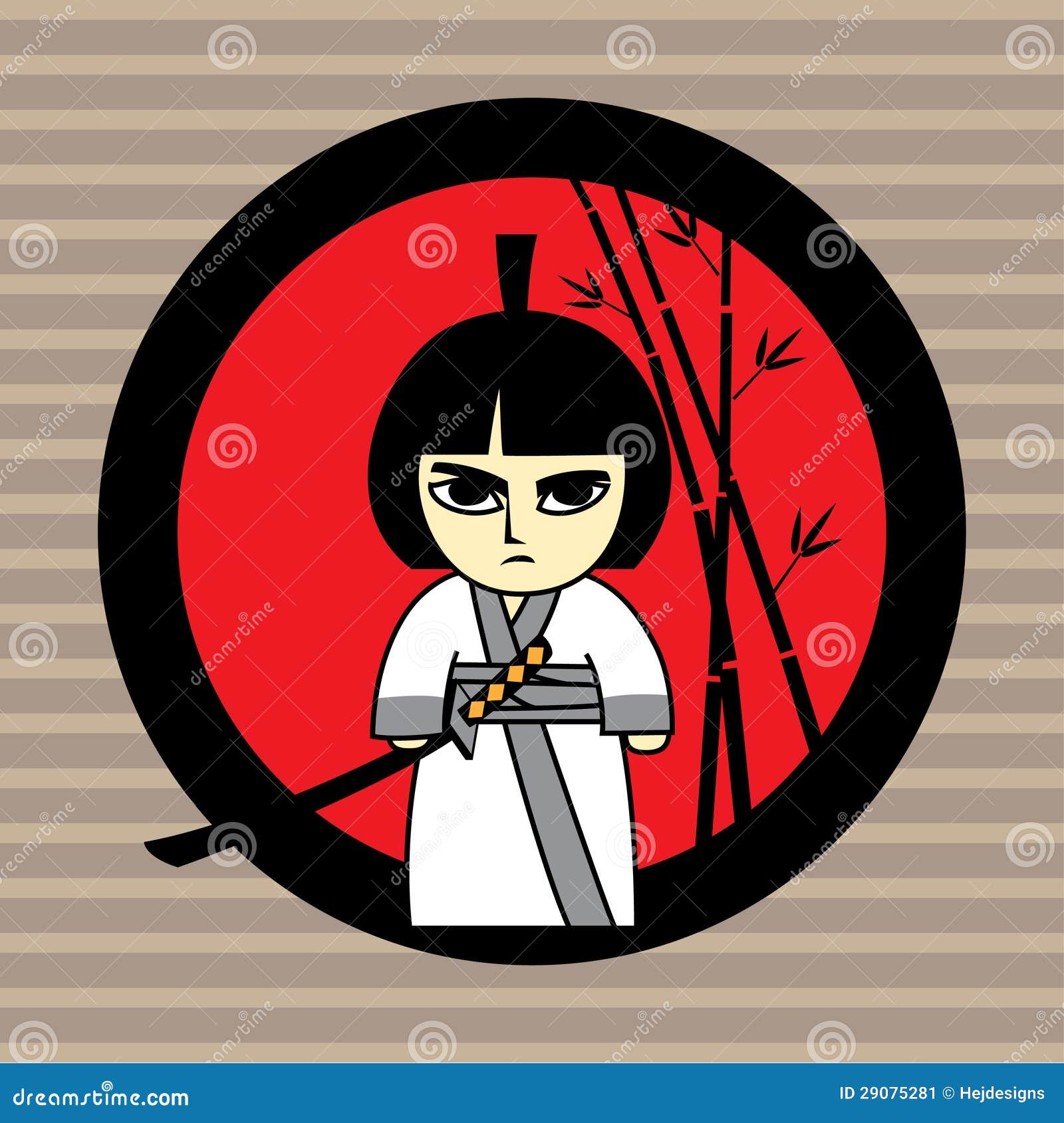 A Samurai Girl Wear Cute Bunny Mask In Defense Position Stock Photo ...