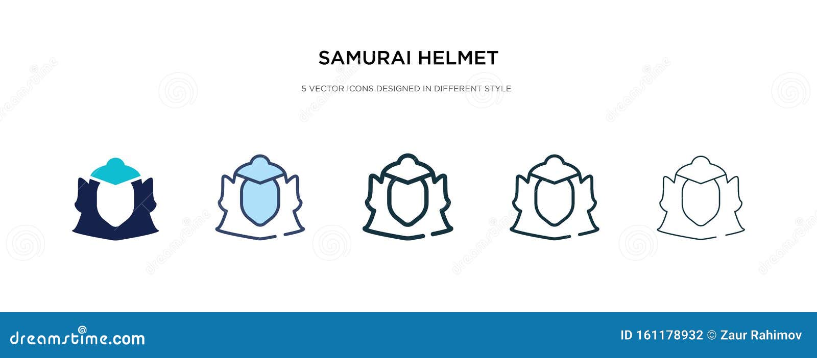 Samurai Helmet Icon in Different Style Vector Illustration. Two Colored ...