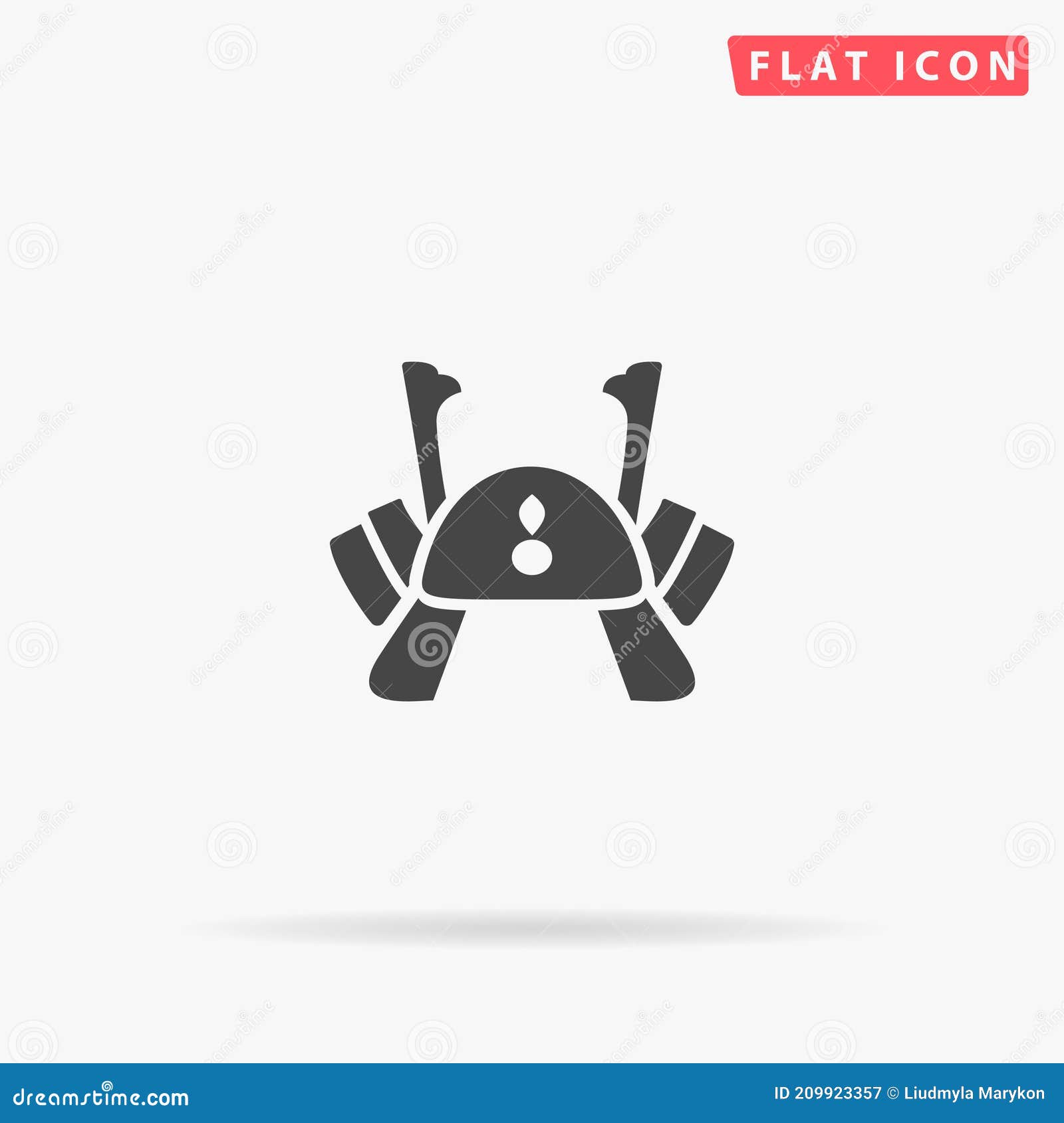 Samurai Helmet, Kabuto Flat Vector Icon Stock Vector - Illustration of ...