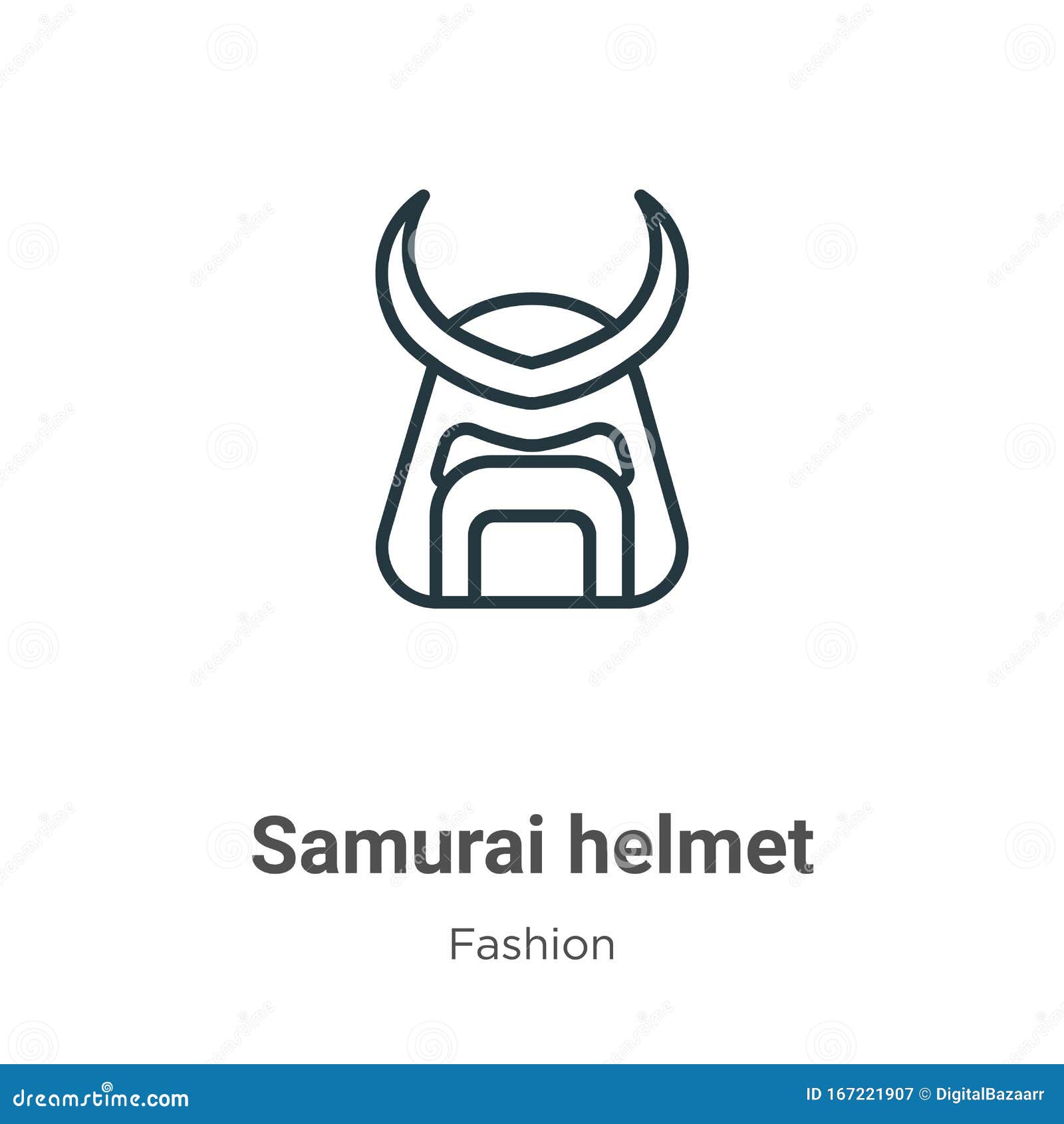 Samurai Helmet Outline Vector Icon. Thin Line Black Samurai Helmet Icon ...