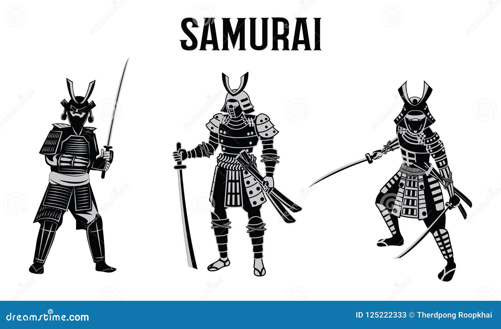 Samurai Hold Sword In Front Of Red Circle,warrior Of Japan,monochrome ...