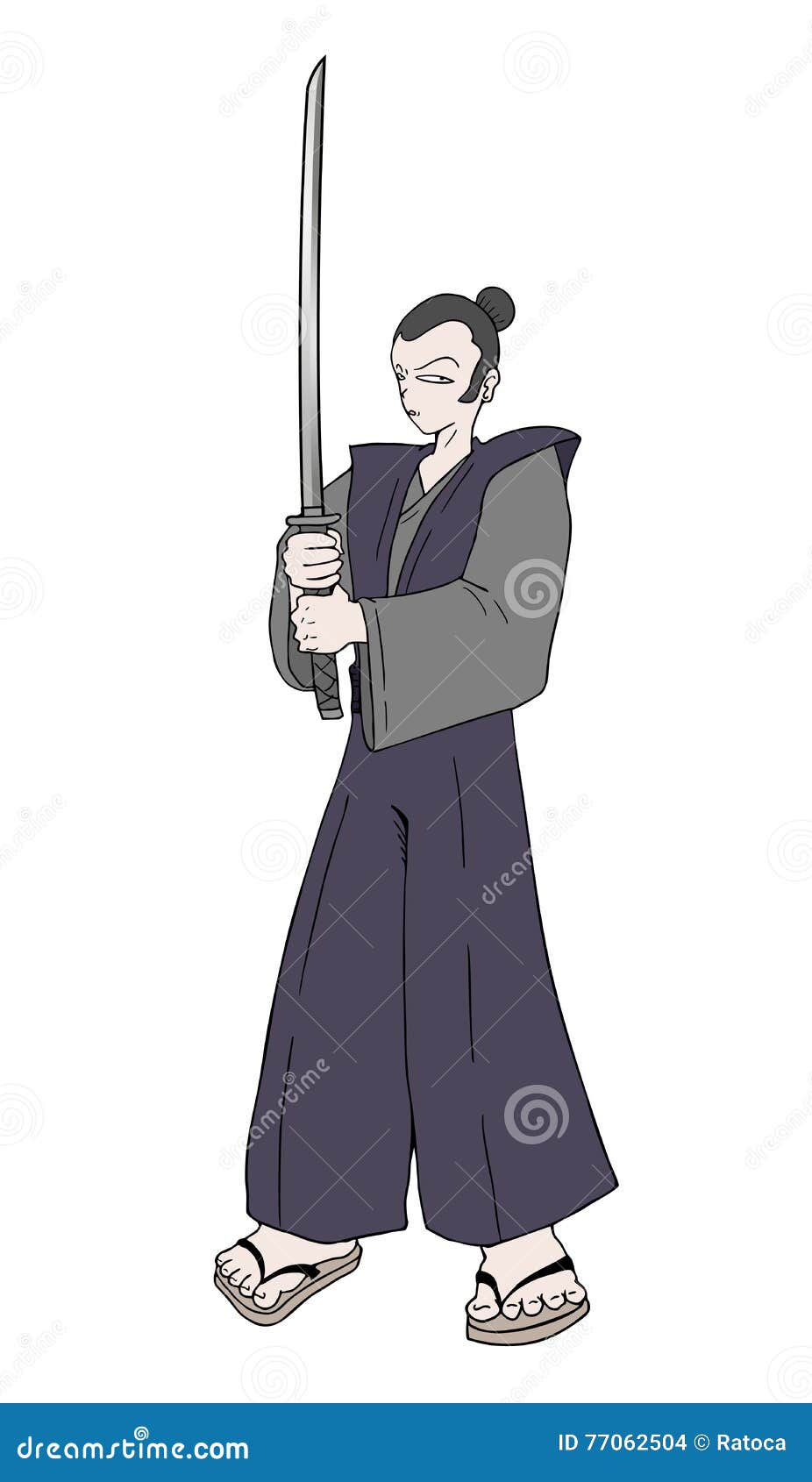 Samurai illustration stock vector. Illustration of cartoon - 77062504