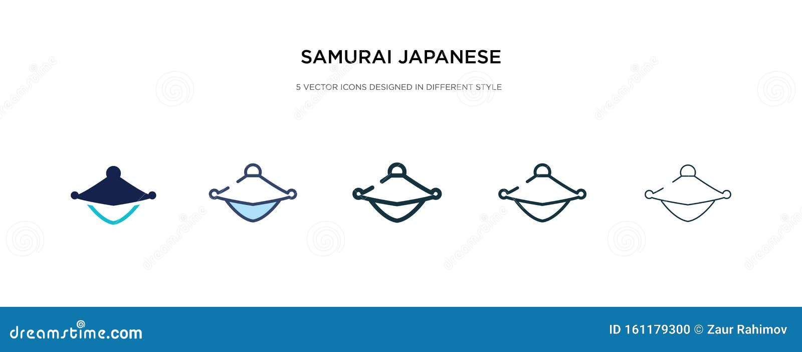 Samurai Japanese Hat Icon in Different Style Vector Illustration. Two ...